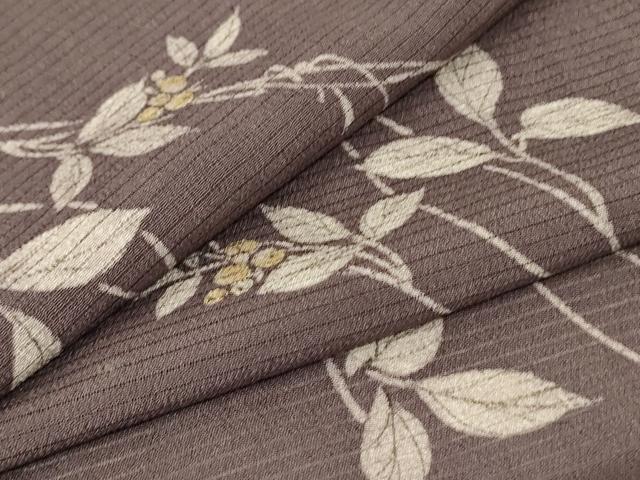 平和屋着物＊夏物　小紋　絽　枝葉文　正絹　逸品　AABA6610jd