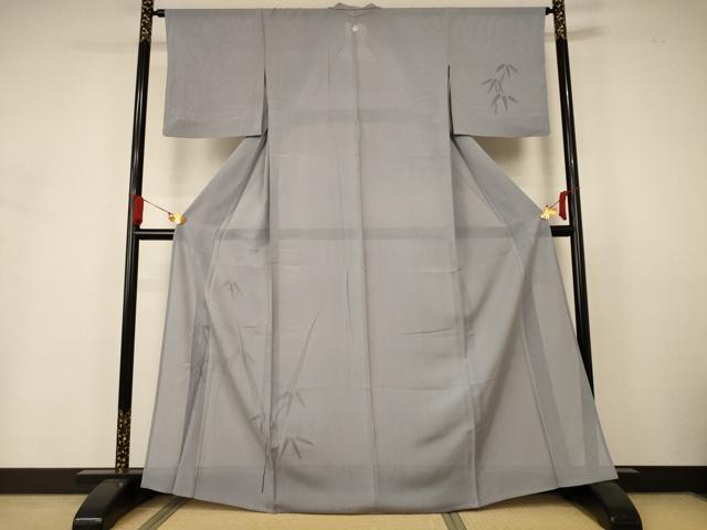 平和屋着物＊夏物　無地絵羽訪問着　絽　笹文紗　薄墨色　正絹　逸品　AABA6612jd