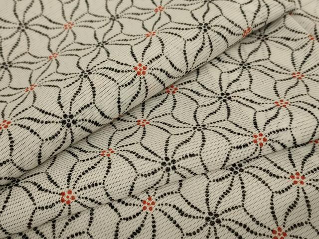 平和屋着物＊夏物　小紋　絽　麻の葉文様　洗える着物　AABA6628jd