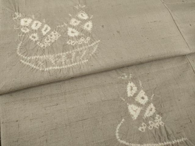 平和屋着物○十日町 名門青柳謹製 赤城紬 草木染 訪問着 絞り 筍 たけのこ