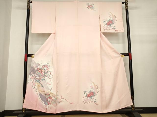 平和屋着物●訪問着　花絵巻文　金彩　正絹　逸品　AABA6659ck