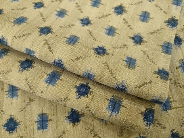 平和屋着物●上質な紬　菱繋ぎ　藍絣　正絹　逸品　AABA6662ck