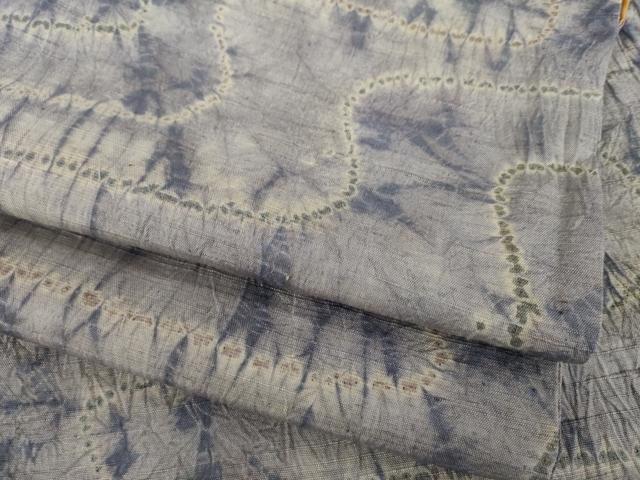 平和屋着物●上質な紬　総絞り　流水文　正絹　逸品　AABA6681ck