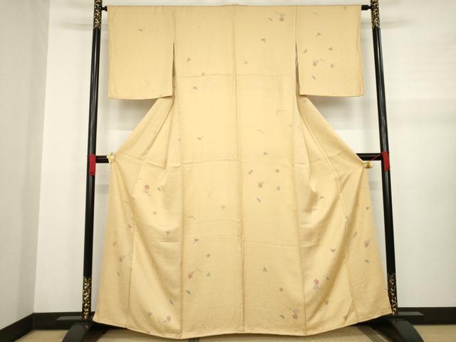 平和屋着物●友禅作家の巨匠　浅井青仁　小紋　吹き寄せ花文　暈し染め　金彩　正絹　逸品　未使用　AABA6693ck