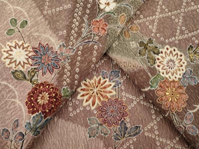 平和屋着物●上質な小紋　枝花文　金彩　正絹　逸品　AABA6694ck