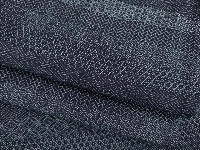平和屋着物●江戸小紋　本藍　横段文　正絹　逸品　AABA6701ck