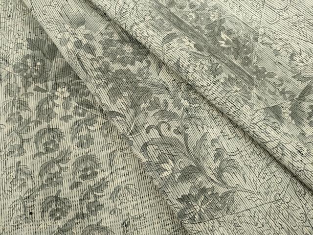 平和屋着物●上質な紬　手描き　切り嵌め花文　正絹　逸品　AABA6711ck