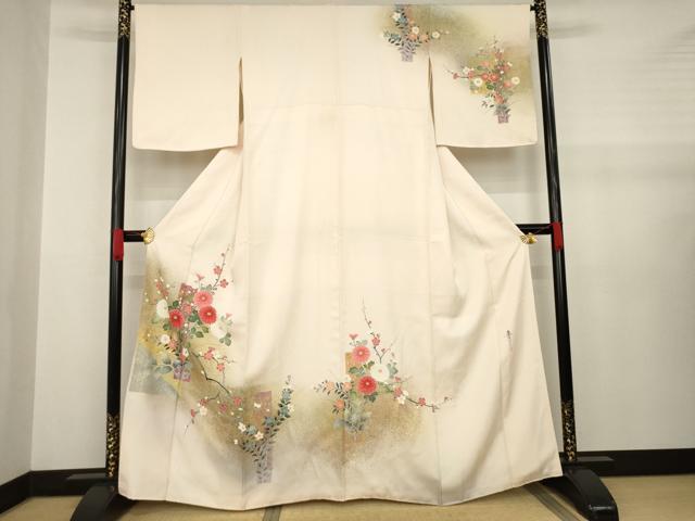 平和屋着物●京友禅の第一人者　松井青々　訪問着　短冊花文　金彩　正絹　逸品　AABA6717ck