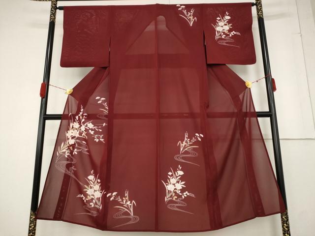 平和屋着物＊夏物　訪問着　絽　流水草花文　正絹　逸品　AABA6824st