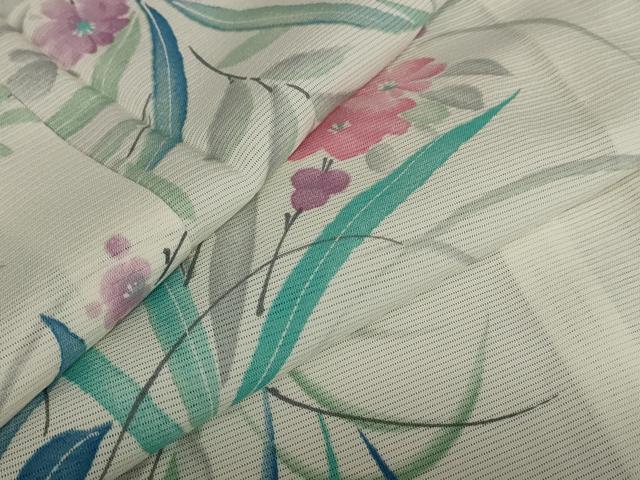 平和屋着物＊夏物　小紋　絽　草花文　正絹　逸品　AABA6837st