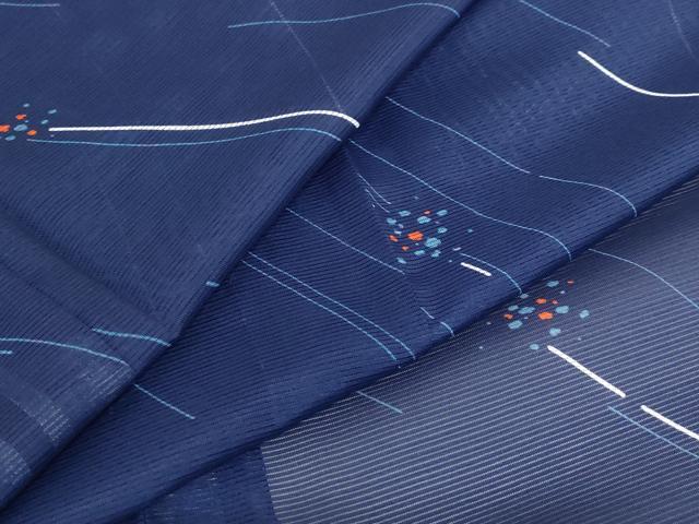 平和屋着物＊夏物　小紋　絽　幾何学文様　洗える着物　AABA6849st