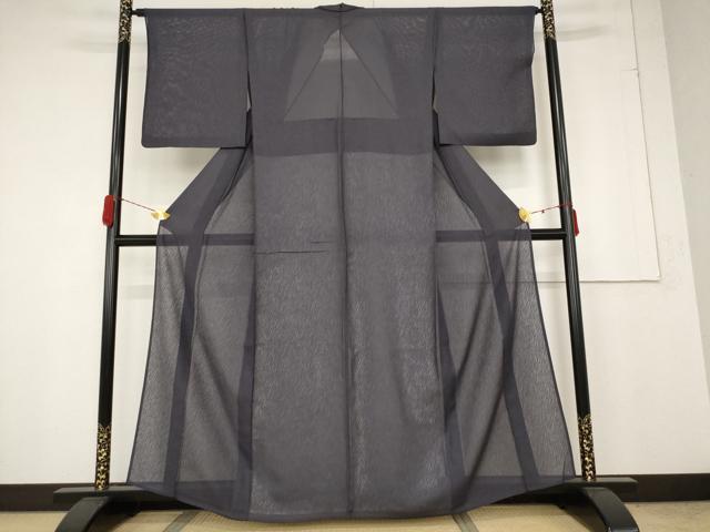 平和屋着物＊夏物　色無地　紗　濃鼠色　正絹　逸品　AABA6857st