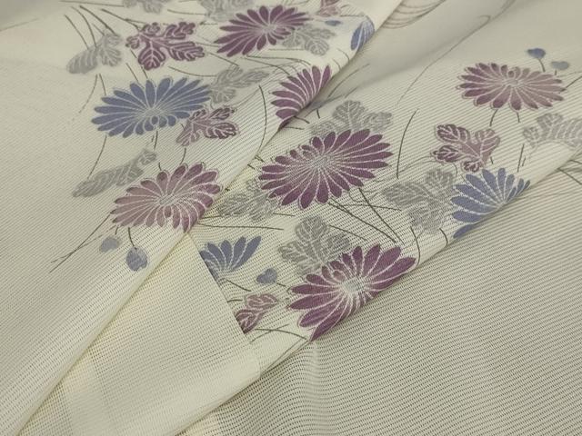 平和屋着物＊夏物　小紋　絽　流水草花文　洗える着物　未使用　AABA6867st