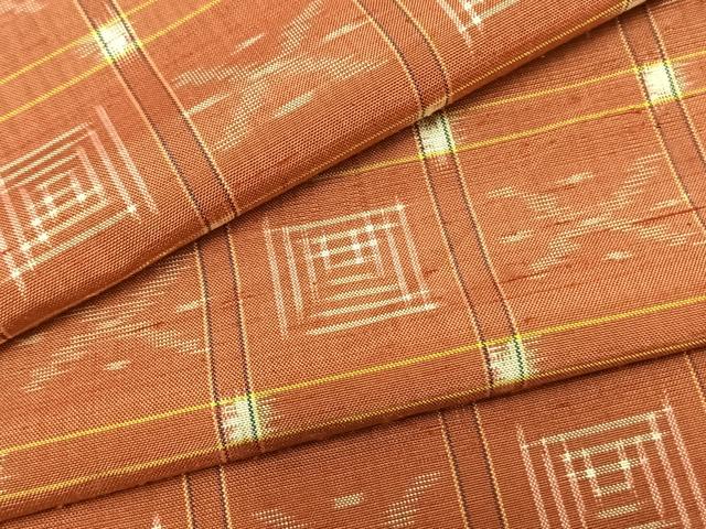 平和屋着物▽本場琉球絣　単衣　正絹　逸品　AABA7414fy