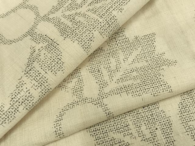 平和屋着物▽本場結城紬　重要無形文化財　単衣　100亀甲　唐草文　正絹　逸品　AABA7419fy