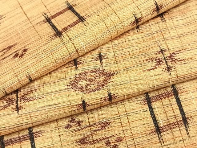 平和屋着物▽上質な紬　単衣　琉球絣　正絹　逸品　AABA7425fy