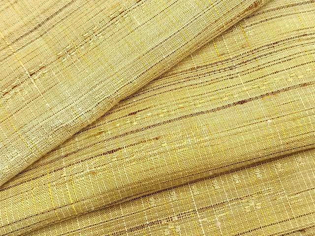 平和屋着物▽上質な紬　単衣　花織　縞　正絹　逸品　AABA7446fy