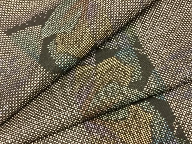 平和屋着物▽本場大島紬　単衣　7マルキ　色紙地紙文　正絹　逸品　AABA7475fy