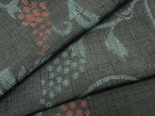 平和屋着物▽結城ちぢみ　単衣　花唐草文　正絹　逸品　AABA7478fy