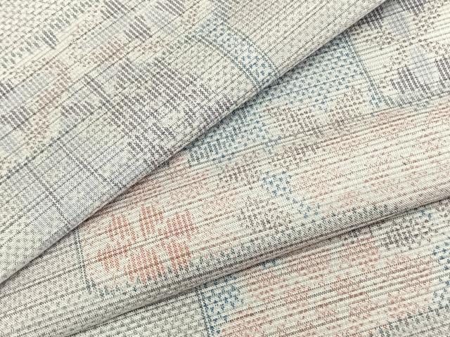 平和屋着物▽本場大島紬　白大島　単衣　幾何学花文　正絹　逸品　AABA7479fy