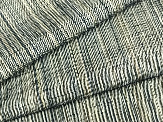 平和屋着物▽上質な紬　単衣　縞　正絹　逸品　AABA7481fy