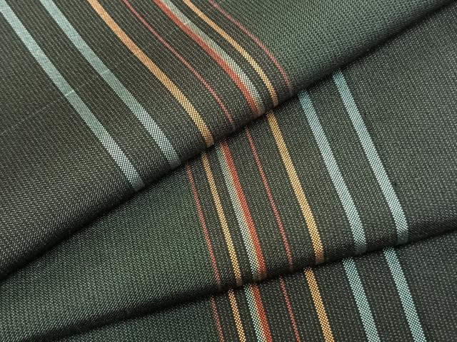 平和屋着物▽本場縞大島紬　単衣　縞　正絹　逸品　AABA7493fy