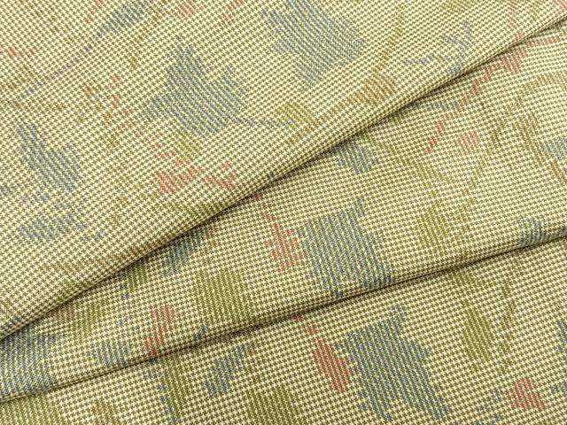 平和屋着物▽本場大島紬　単衣　草葉文　正絹　逸品　AABA7497fy