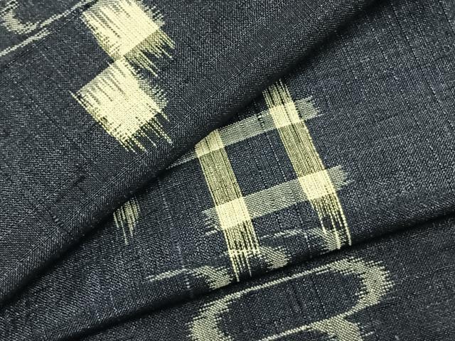 平和屋着物▽上質な紬　単衣　琉球絣　正絹　逸品　AABA7550fy