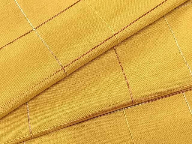 平和屋着物▽上質な紬　単衣　格子　正絹　逸品　AABA7553fy