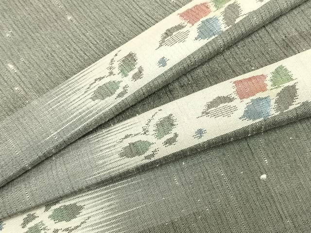 平和屋着物▽上質な紬　単衣　花蝶文　正絹　逸品　AABA7557fy