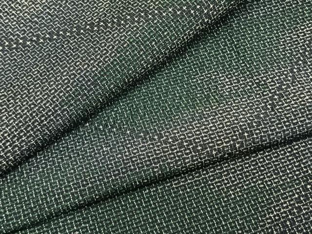 平和屋着物▽本塩沢　単衣　110亀甲　幾何学文様　正絹　逸品　AABA7564fy