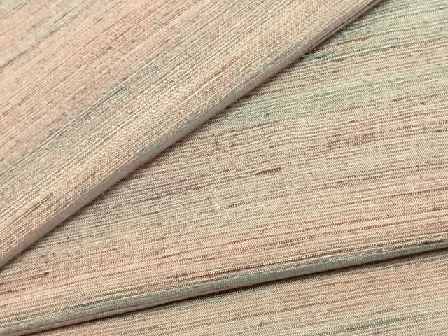 平和屋着物▽紅花紬　米沢　単衣　横縞　正絹　逸品　AABA7574fy