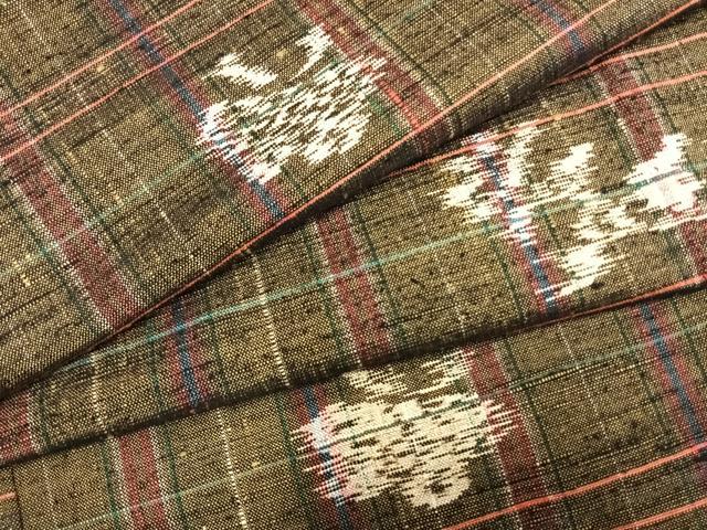 平和屋着物▽上質な紬　単衣　舞蝶文　正絹　逸品　AABA7576fy