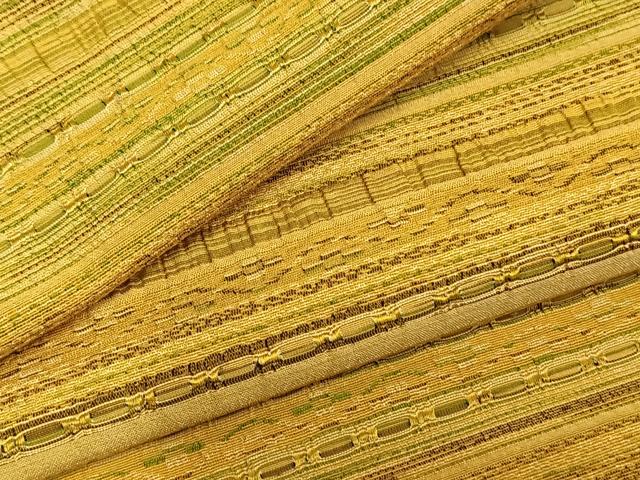 平和屋着物▽上質な紬　単衣　めがね織　横段文　正絹　逸品　AABA7595fy