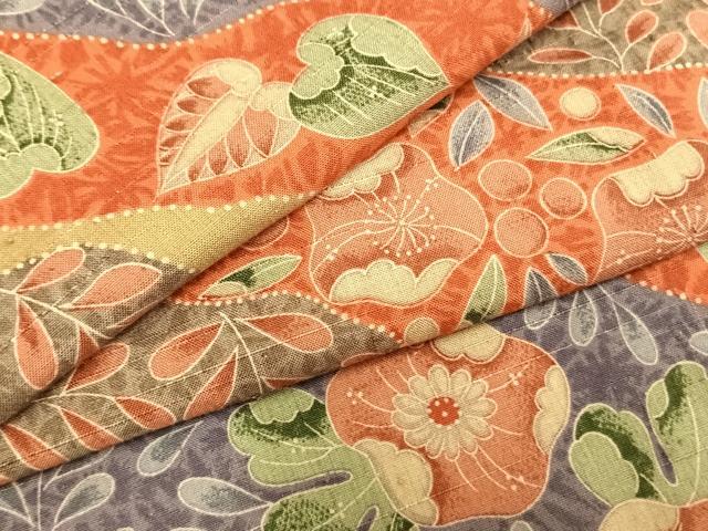 平和屋着物▽上質な紬　単衣　辻が花　正絹　逸品　未使用　AABA7616fy