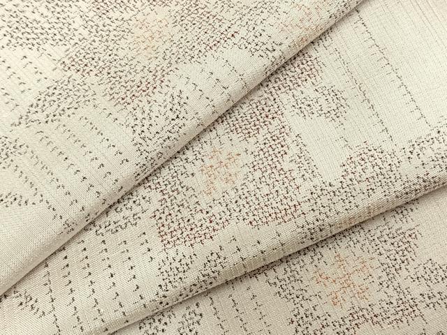 平和屋着物▽上質な紬　単衣　草花文　正絹　逸品　AABA7620fy