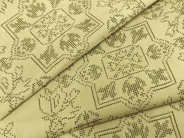 平和屋着物▽本場大島紬　単衣　7マルキ　吉祥花文　正絹　逸品　AABA7632fy