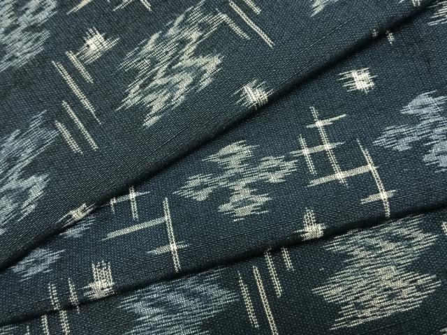 平和屋着物▽上質な紬　単衣　琉球絣　正絹　逸品　AABA7638fy