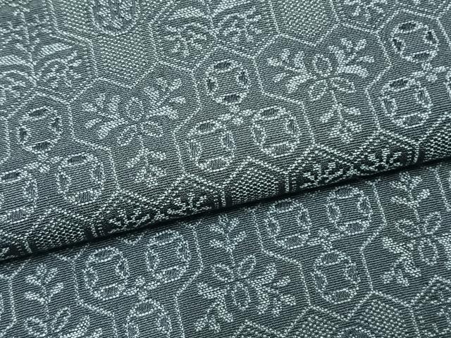 平和屋着物▽お召 単衣 毘沙門亀甲 正絹 逸品 AABA7648fy