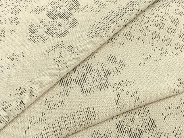 平和屋着物▽上質な紬　単衣　霞取り花文　正絹　逸品　AABA7677fy