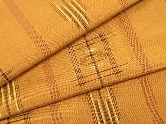 平和屋着物▽上質な紬　単衣　絣柄　正絹　逸品　AABA7724fy