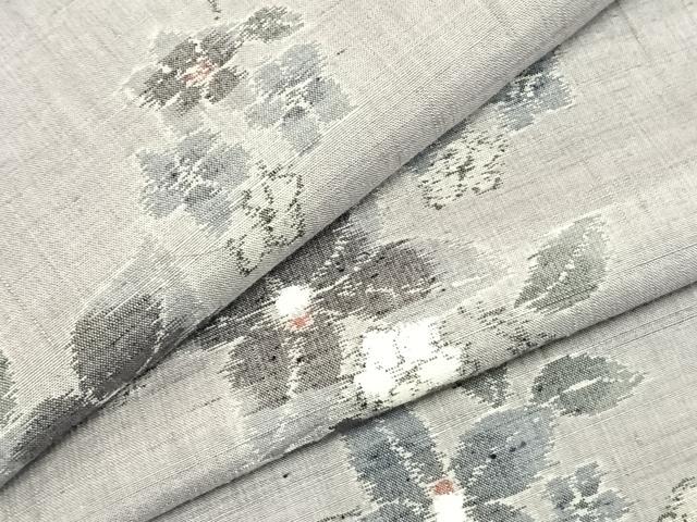 平和屋着物▽上質な紬　単衣　草花文　正絹　逸品　未使用　AABA7736fy