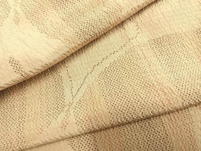 平和屋着物▽上質な紬　単衣　舞蝶文　正絹　逸品　AABA7754fy