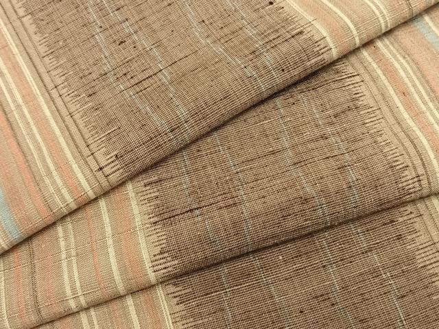 平和屋着物▽上質な紬　単衣　立涌間道　正絹　逸品　AABA7772fy