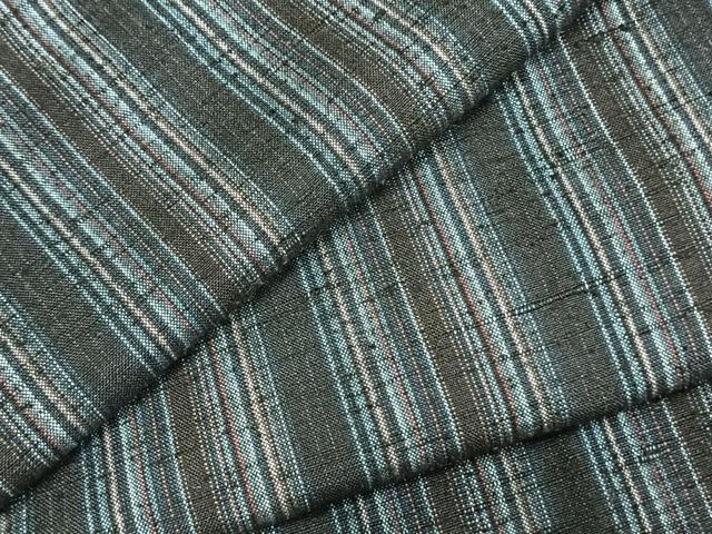 平和屋着物▽上質な紬　単衣　縞　正絹　逸品　AABA7782fy