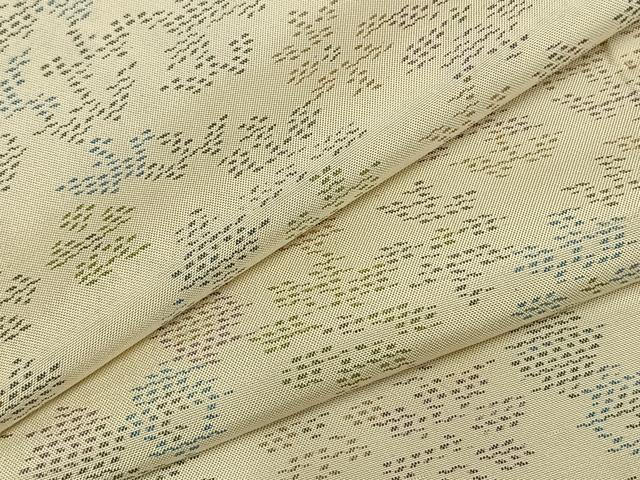 平和屋着物▽本場大島紬　白大島　単衣　舞花文　正絹　逸品　AABA7798fy