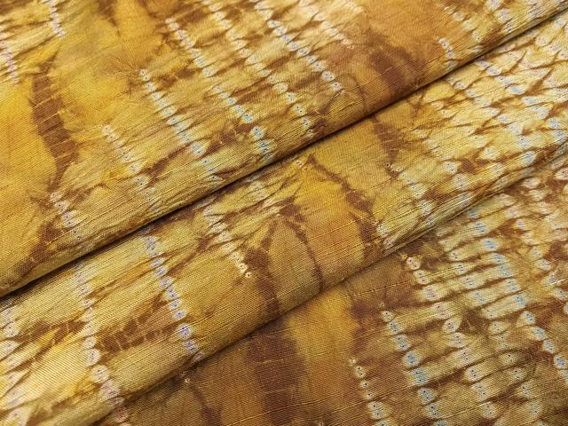 平和屋着物●菅原工房　菅原結作　漢方染紬　絞り　斜縞　正絹　逸品　AABA7845ph