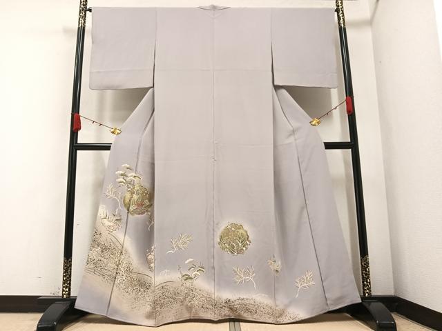 平和屋着物●豪華色留袖　友禅　駒刺繍　松竹梅宝尽くし文　暈し染め　金彩　正絹　逸品　AABA7865ph