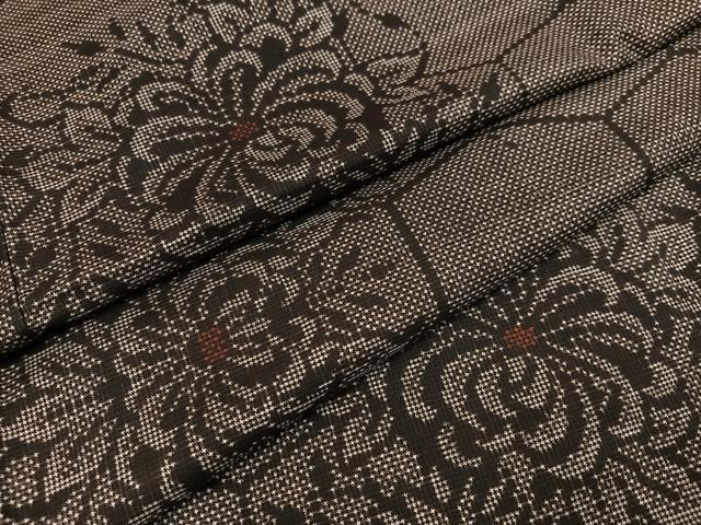 平和屋着物●本場大島紬　一元7マルキ　草花文　正絹　逸品　未使用　AABA7869ph