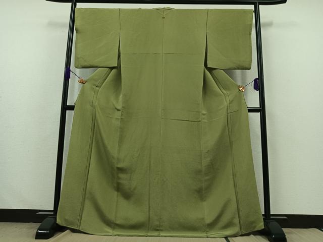 平和屋着物■上質な色無地　柳染色　正絹　逸品　AABA7898jh